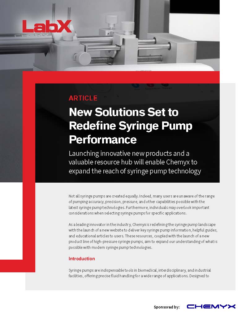 New Solutions Set to Redefine Syringe Pump Performance - Chemyx