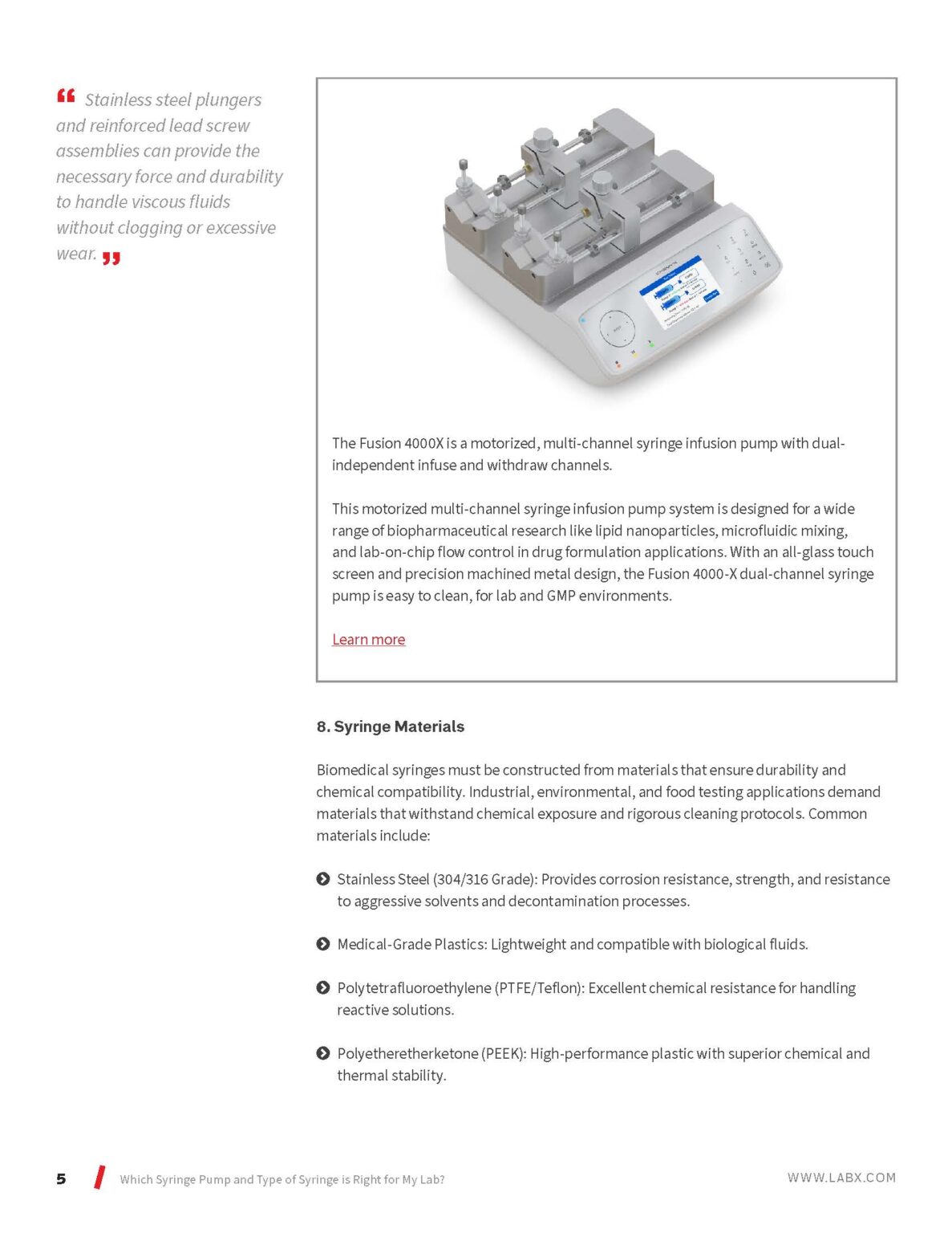 Which Syringe Pump and Type of Syringe is Right for My Lab - Chemyx
